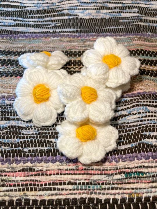 Crochet puff flower _customize puff flower_crochet handmade puff flower ...