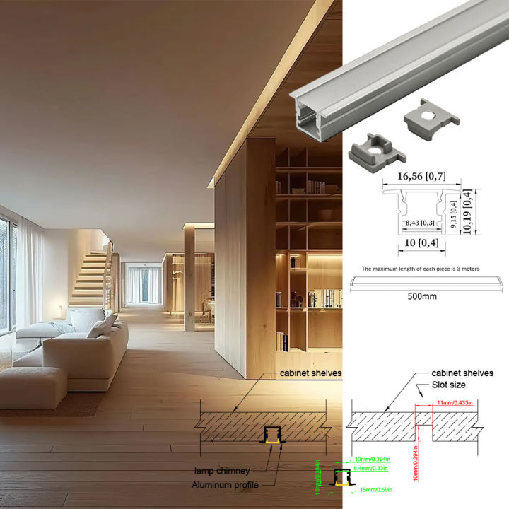 10*10mm 0.5m Linear Aluminum LED Profile Strip Light - Illuminate your ...
