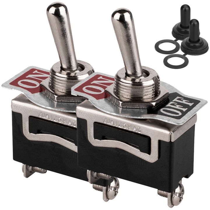 2PCS SPST Waterproof Toggle Switch DC 12V-24V 15A 250V Marine Heavy ...