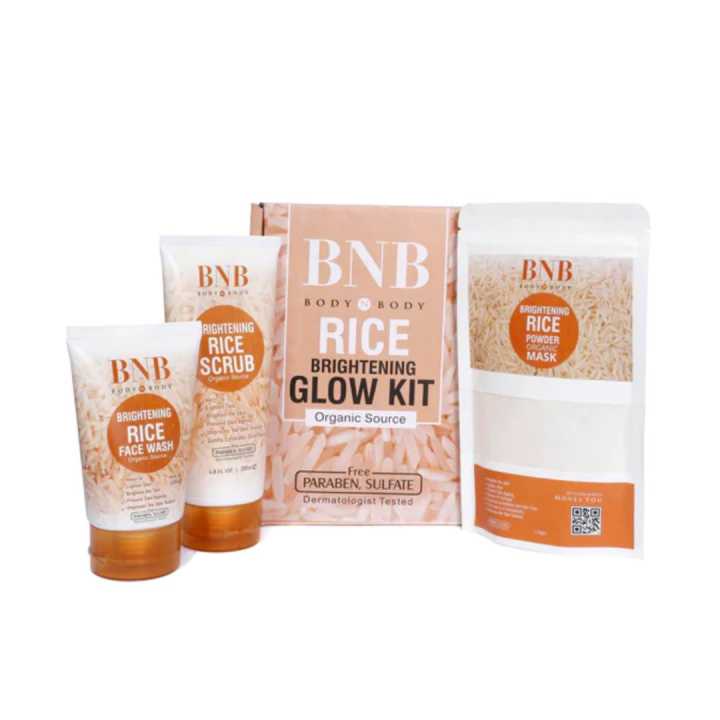B&B Rice Extract Bright & Glow Kit ( Rice Face Wash + Rice Scrub + Rice ...