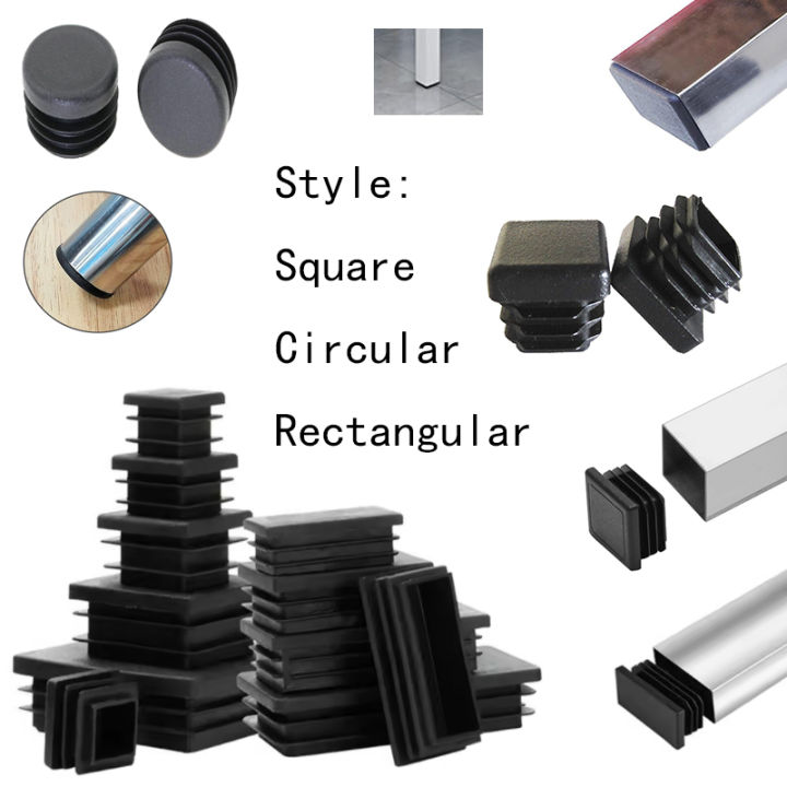 10/16pcs Black Plastic Round/Square Tube End Caps, Plastic Anti-Skid ...