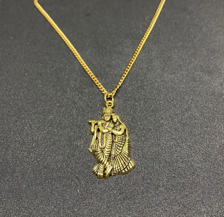 Radha Krishna Locket with Chain of Men & Women | Daraz.com.bd