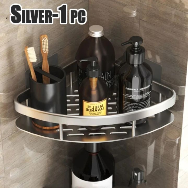 Bathroom Shelf Kitchen Storage Organizer Aluminum Alloy Shampoo Rack ...