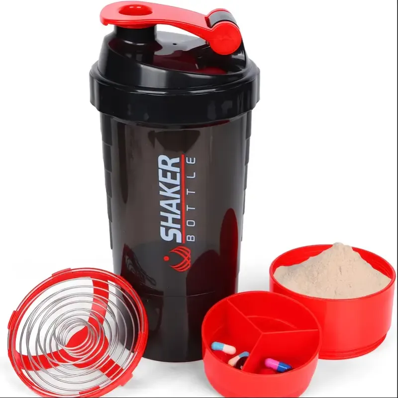 Shaker Bottle With Power Container 2 Tiers Protein Shakes Powder Shaker ...