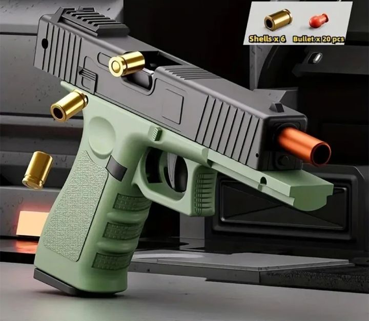 Glock Soft Bullet Toy Gun Shell Ejection Foam Darts Blaster Manual Airsoft Gun With Silencer For ...