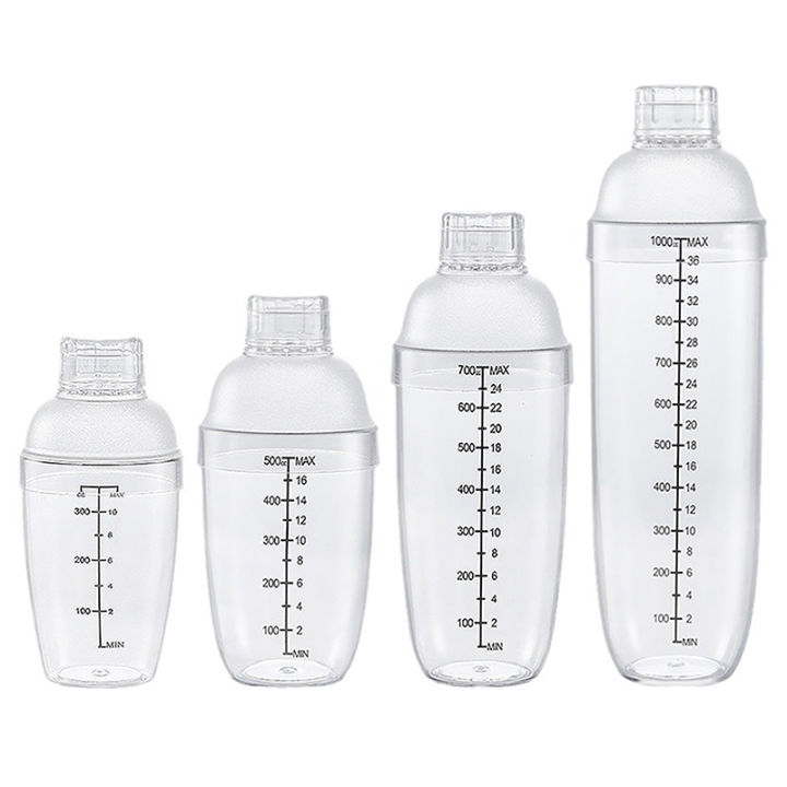 Plastic Cocktail Shaker Hand Shaker Cup with Scales 350ml/530ml/700ml ...