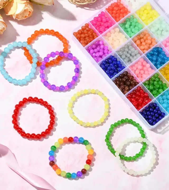2200 Pcs/24 Grid Mixed Color Glass Beads Box Set, Approximately Multi ...