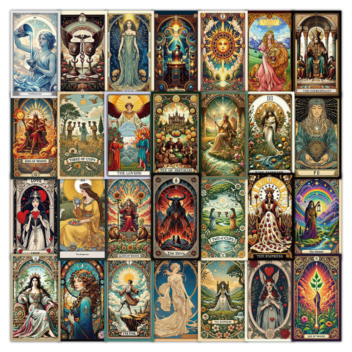 48pcs Tarot card sticker retro art water cup notebook hand account ...