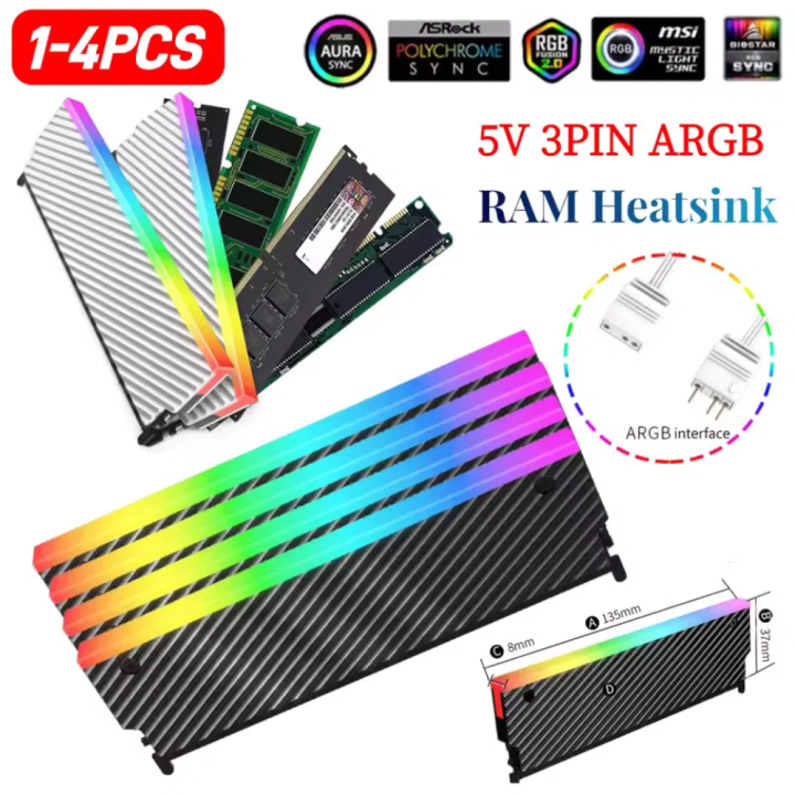 5V 3PIN ARGB RAM Heatsink Radiator Cooler Aluminum Alloy DDR Memory RAM Cooler with Thermal ...