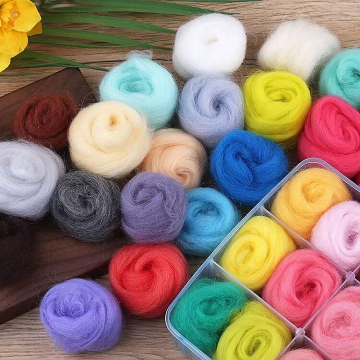 BUDDUR 1Pc 50g Wool Fibre Multicolor Handmade Spinning Soft Wool Roving ...