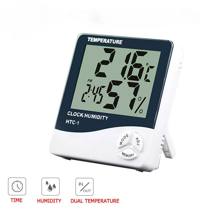 LCD Electronic Digital Temperature Humidity Meter HTC-1/2 Home Indoor ...
