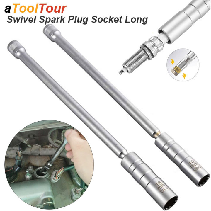 Magnetic Spark Plug Socket Key Wrench Adapter Swivel Long Extension ...