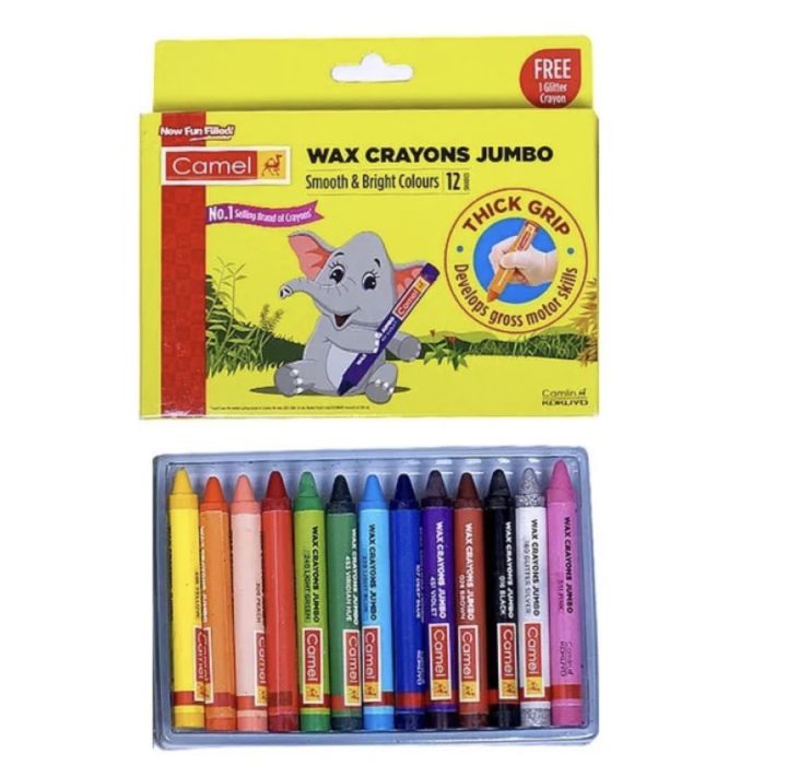 Camel Jumbo Wax Crayons, Smooth And Bright Colors -12 Shades | Daraz.com.np