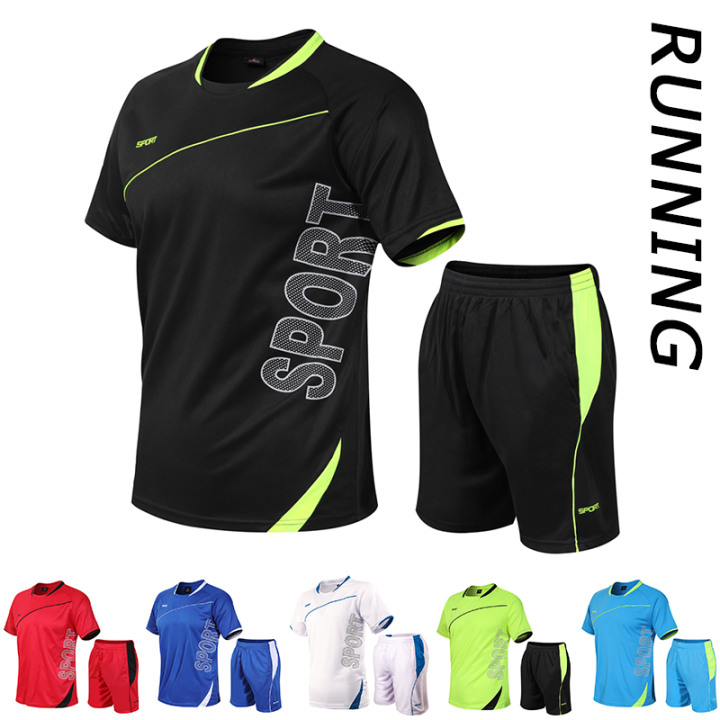2 Pcs/Set Men's Tracksuit Gym Fitness badminton Sports Suit Clothes ...
