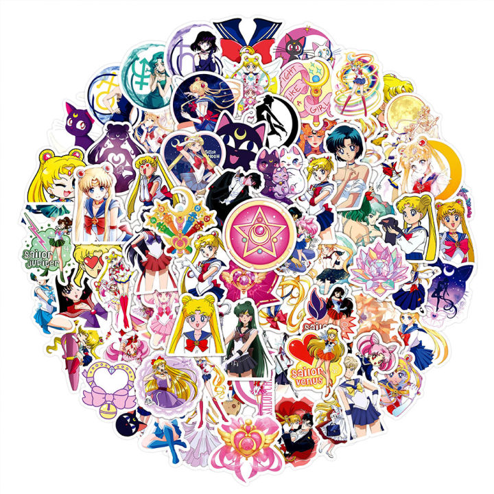 100Pcs Sailor Moon Anime Stickers Kawaii Girls DIY Luggage Water Bottle ...