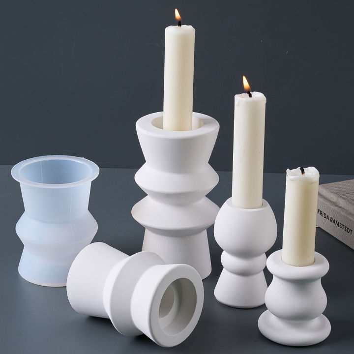 Nordic Style Roman Pillar Candle Holder Silicone Mold DIY Scented ...