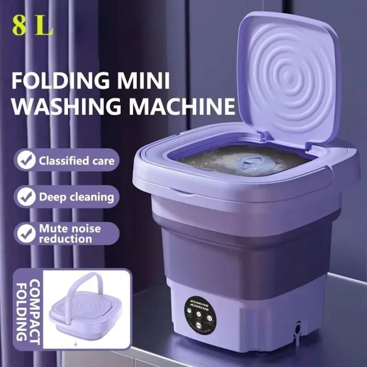 8L Portable Folding Washing Machine Bucket for Clothes Socks Underwear ...
