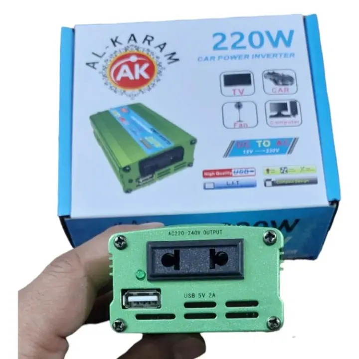 220 watt Mini Inverter DC 12V TO 220V AC + USB, inverter, router backup ...