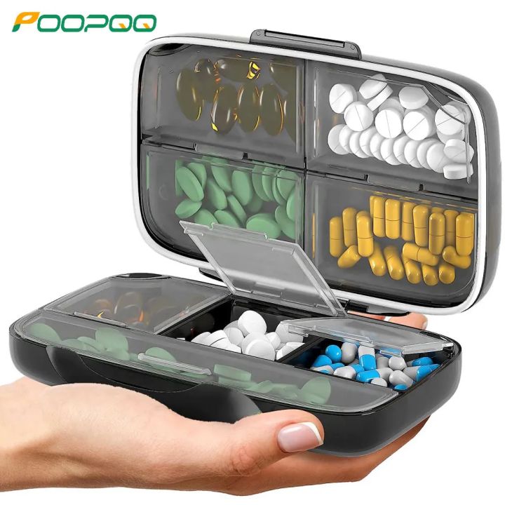 8 Compartments Portable Pill Case, Travel Pill Organizer, 1 Pc Big Pill ...