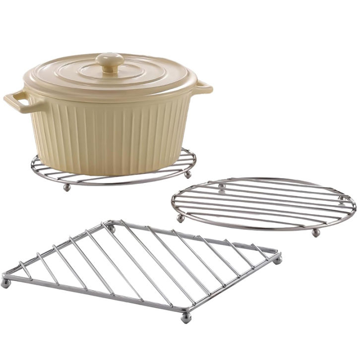 LMETJMA Stainless Steel Trivets Heat Resistant Insulated Hot Pads Table ...
