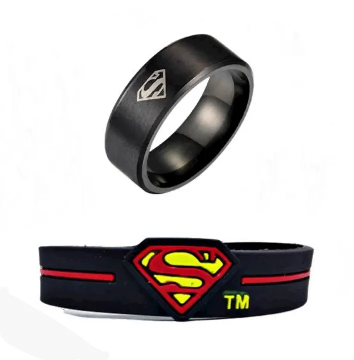 1 Set Of High Quality Stainless steel Super men Logo Ring with Free ...