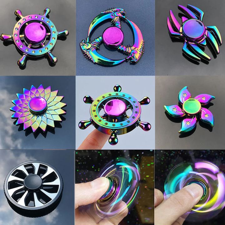 New Metal Rainbow Fidget Spinner Gradient Color EDC Hand Spinner ...