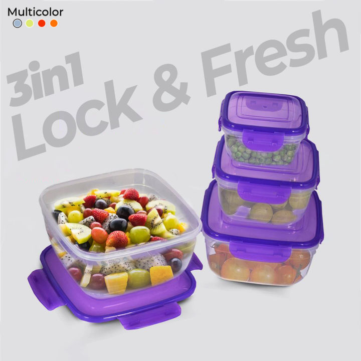 3in1 Bowl Set Food Storage Containers Premium Plastic Lock & Lock ...