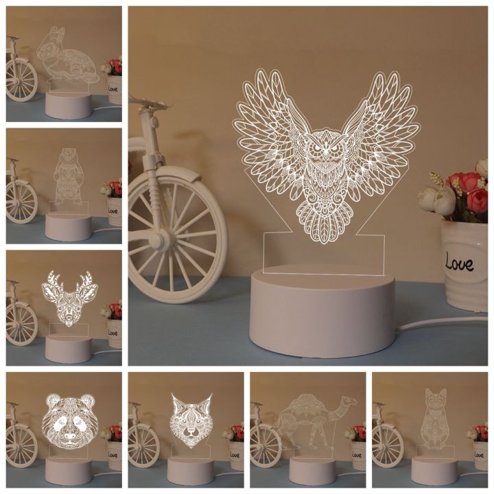 Animal 3D Led Night Lamp Usb Usb Ambient Desk Lamp With Touch Button ...