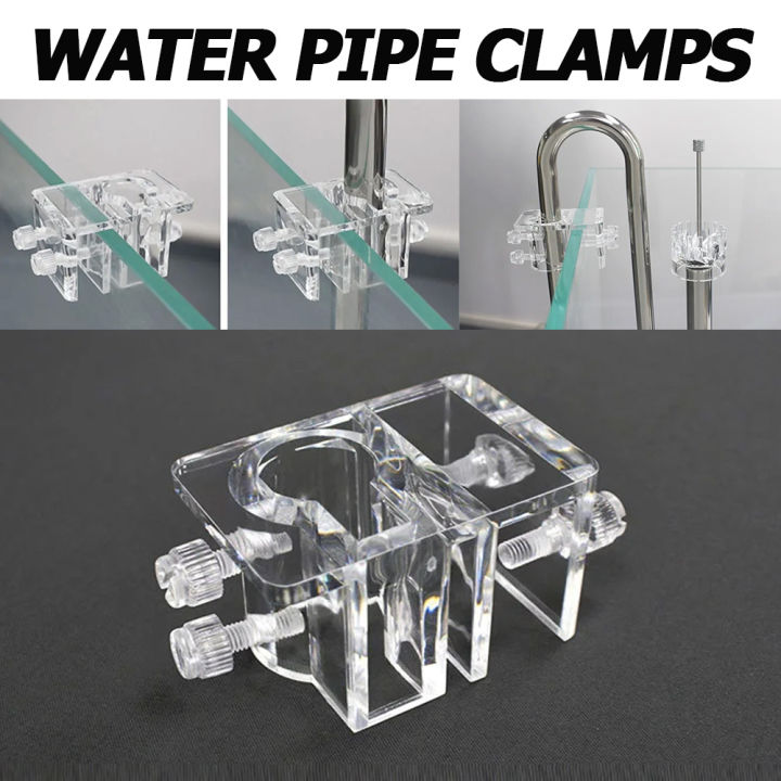 Fish Tank Acrylic Water Pipe Clamps Aquarium Glass Inflow Outflow ...
