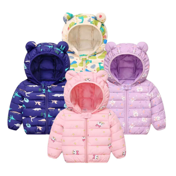 Children's Cotton Coat Baby Cartoons Down Jacket Boys Hooded Colthing ...