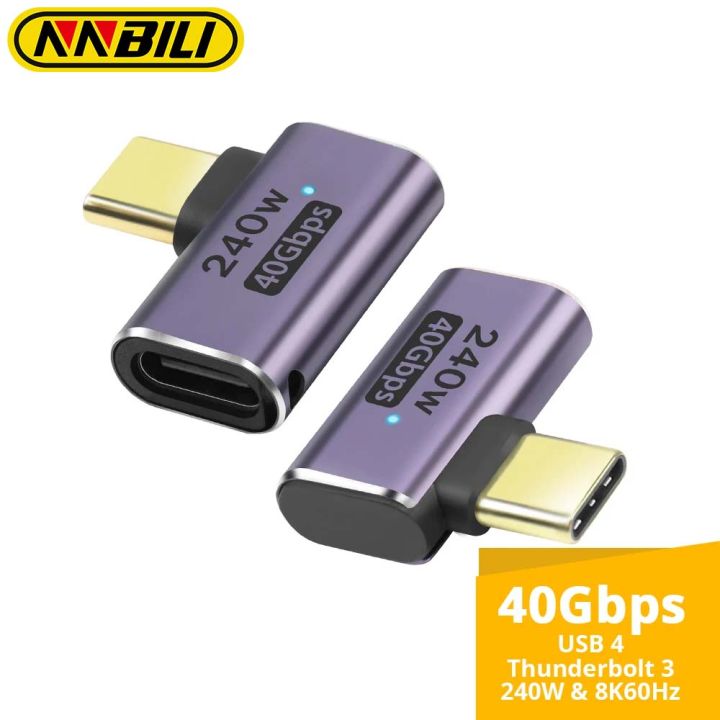 NNBILI Right Angle USB C Male to Female Extender Thunderbolt4 USB 4 ...
