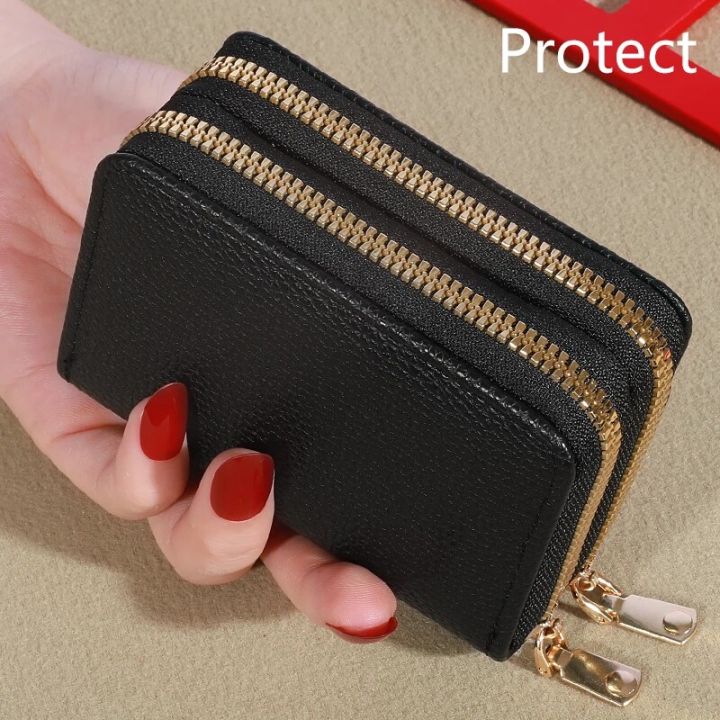 Women's Short Wallet with Transparent Closure. Litchi Pattern. Monaiea ...
