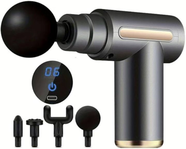 Cordless Battery Powered Massage Gun Deep Tissue 4 Specialized Heads ...
