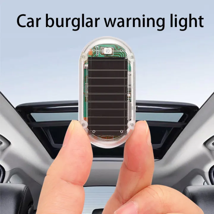 Car Solar Warning Light Simulation Anti-theft Warning Light General LED ...