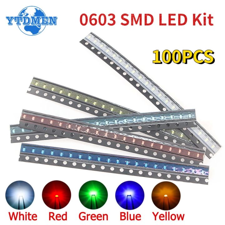 100PCS SMD LED 0603 Light Emitting Diode Ultra-bright Smd LED Red White ...