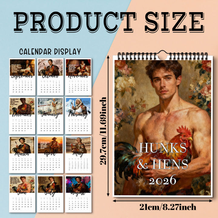 1PC 2026 Handsome Men Themed Wall Calendar With Stylish Male Models ...