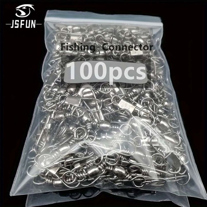 JSFUN 5 Size 100pcs/Pack Swivels Fishing Connector Pin Bearing Rolling ...