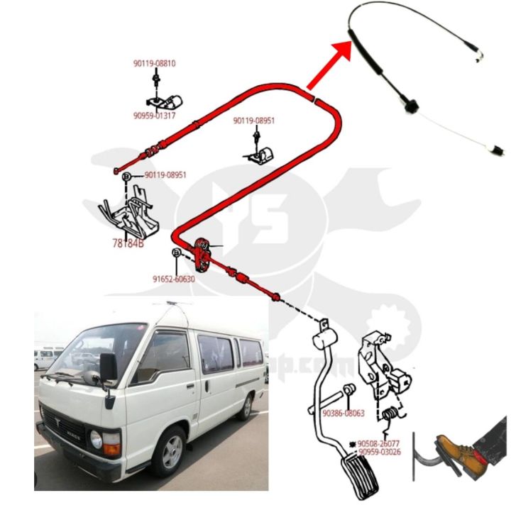 Hiace Van 1984 Acceleration Cable ( 1 ) Piece For Toyota Hiace Van Race ...