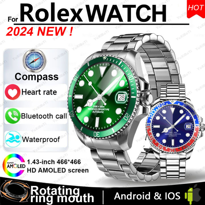 2024 New For Rolex SmartWatch Men Compass GPS Track Smartwatch Amoled ...