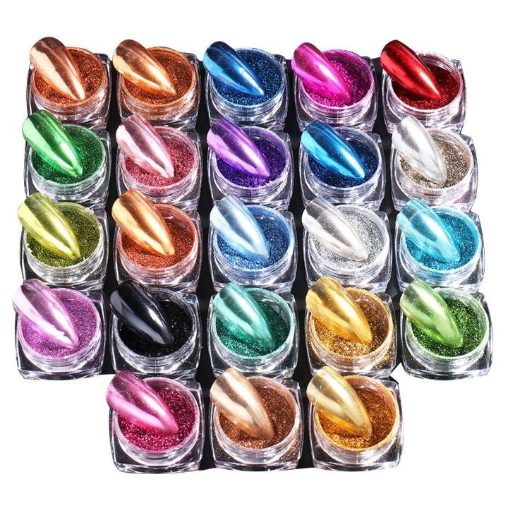23 Colors Metallic Chrome Nail Powder Set Y2K Magic Mirror Gold Silver ...