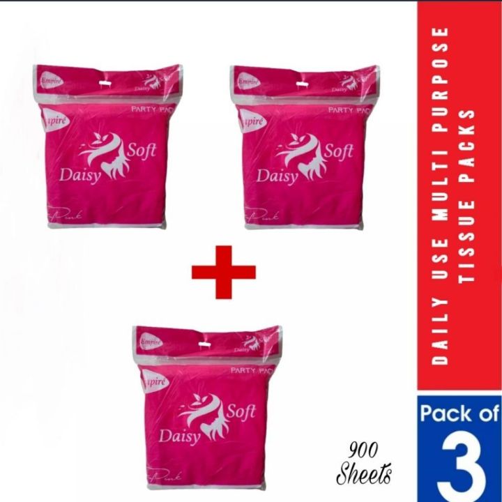 Daily Use Multi Purpose Tissue Packs-2ply 3 Packs (900 Sheets) | Daraz.pk