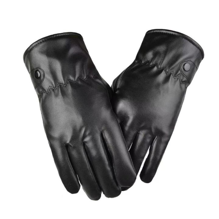 Winter Fashion Black PU Leather Gloves Male Thin Style Driving Leather ...