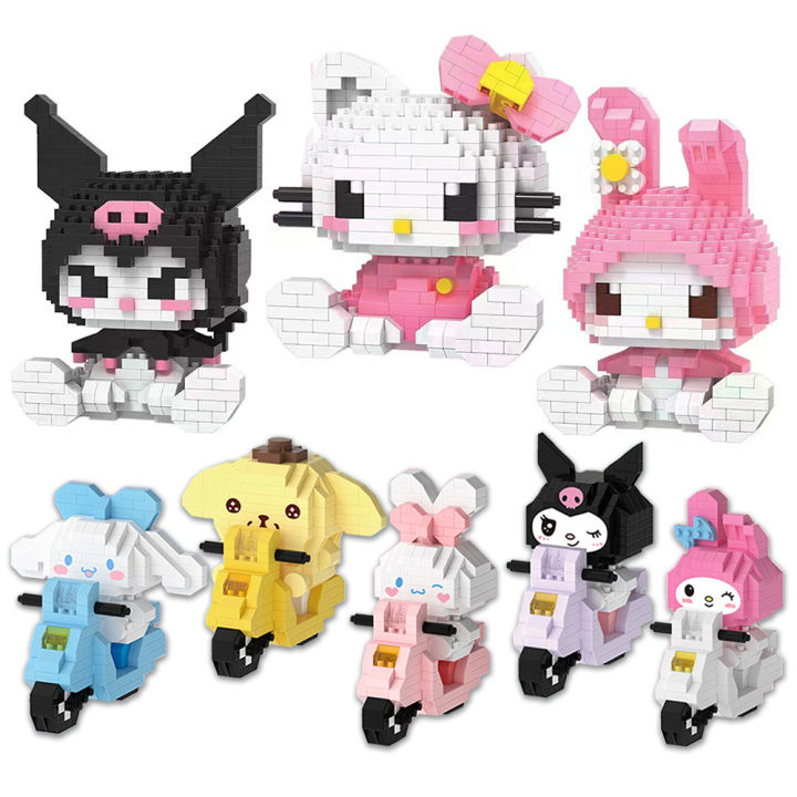 Anime Hello Kitty Building Block Model Assembled Toys Sanrio Figure ...