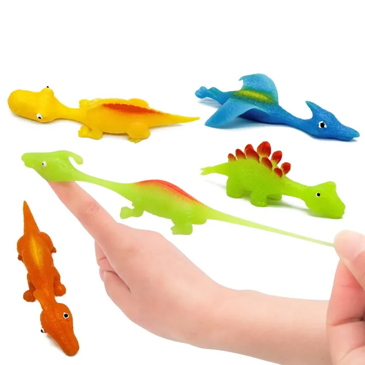 Novelty dinosaur finger slingshot sticky catapult toy 6/12/18PCS light ...