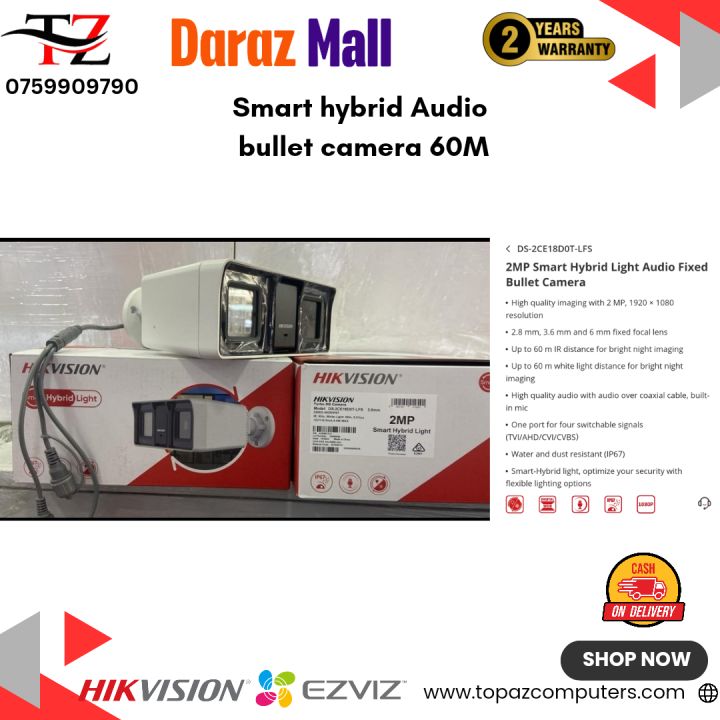 2MP Smart Hybrid Light Audio Fixed Bullet Camera | Daraz.lk
