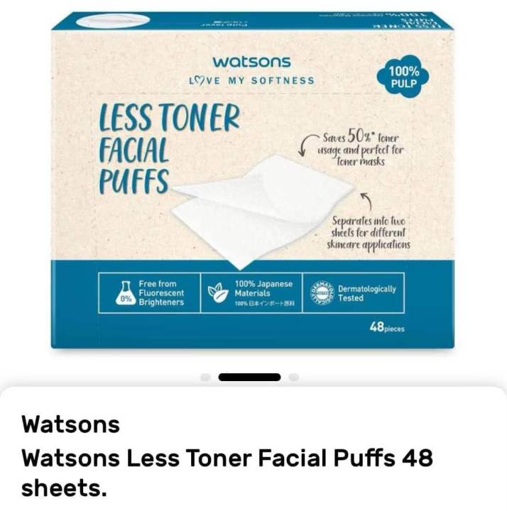 Watsons Less Toner Facial puffs 48 pcs | Shop.com.mm