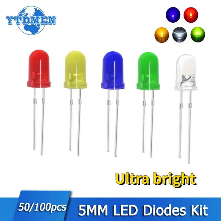 50/100pcs F5 5MM LED Diode Assorted Kit Ultra Bright LED Diodes White ...