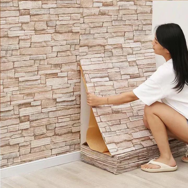 70cm*100cm Retro 3D Wallpaper Wall Decoration Foam Brick Self Adhesive ...