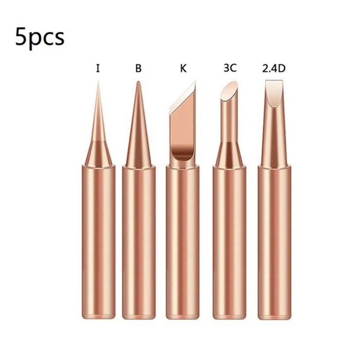 5PCS Copper Iron Tip I/B /K/2.4D/3C Set 900M-T Welding Tip Head Tools ...