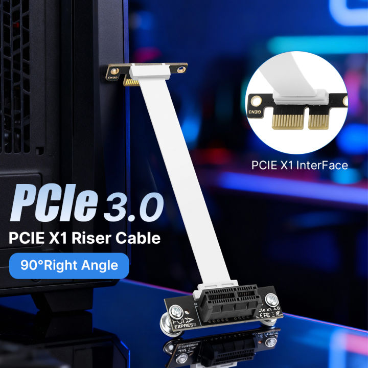 PCIe 3.0 Riser Cable 10cm White Flexible x1 to x1 Extension Card for ...